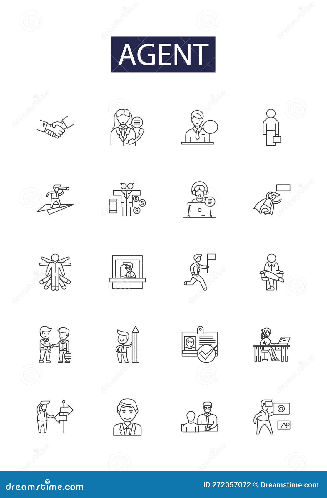 Agent Line Vector Icons and Signs. Broker, Handler, Advocate, Operator ...