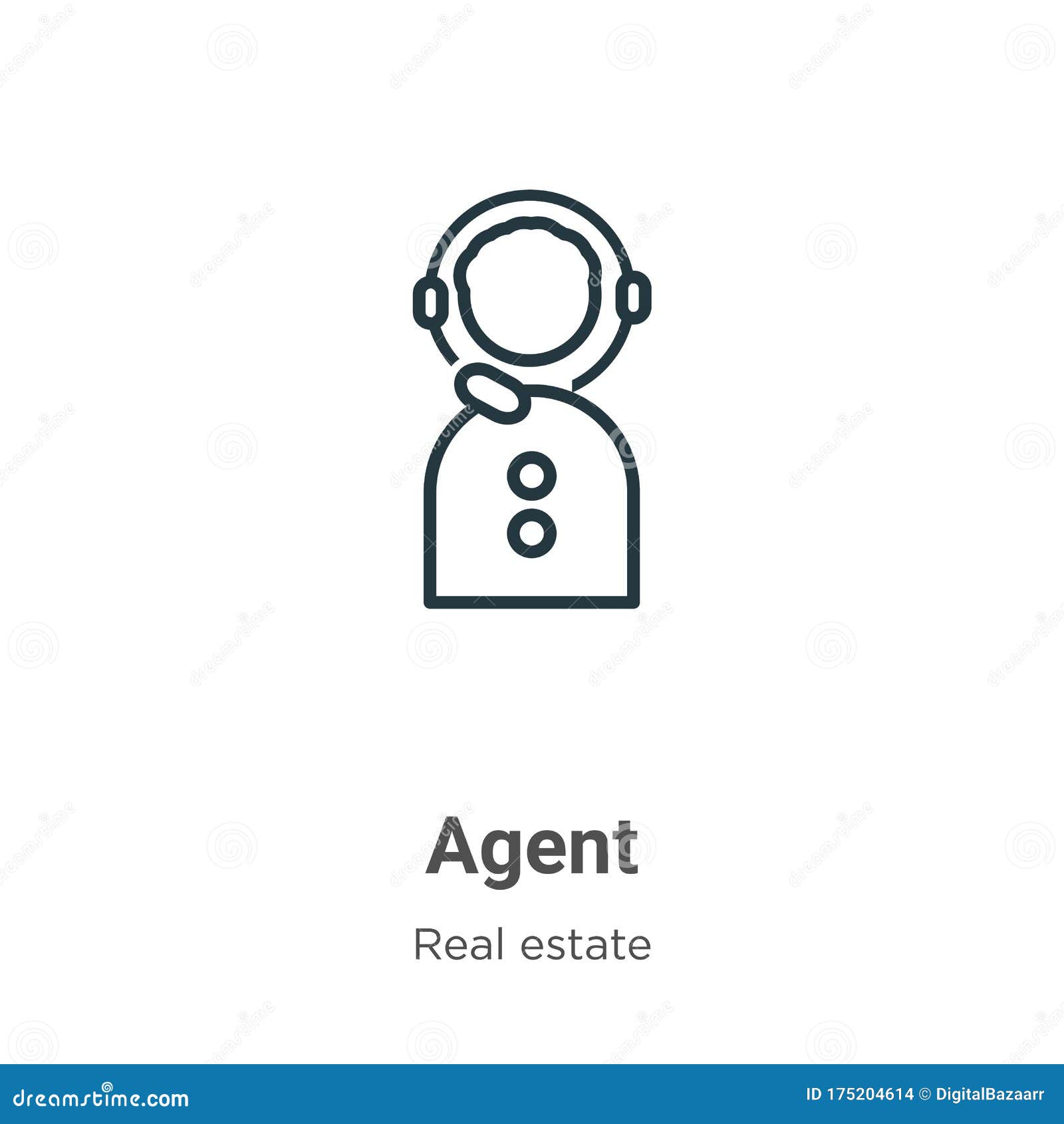 Agent Outline Vector Icon. Thin Line Black Agent Icon, Flat Vector ...