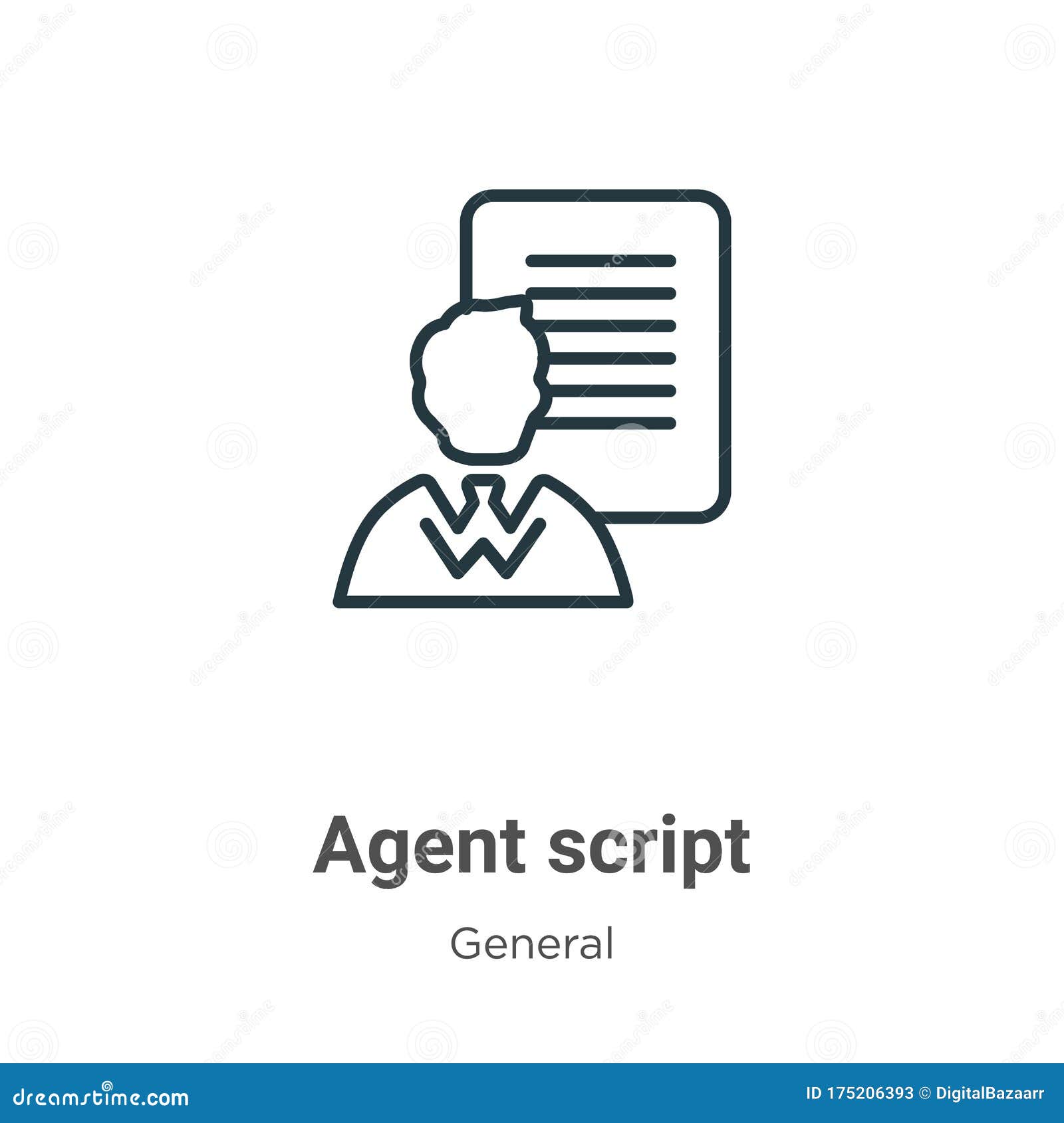 Agent Script Outline Vector Icon. Thin Line Black Agent Script Icon ...