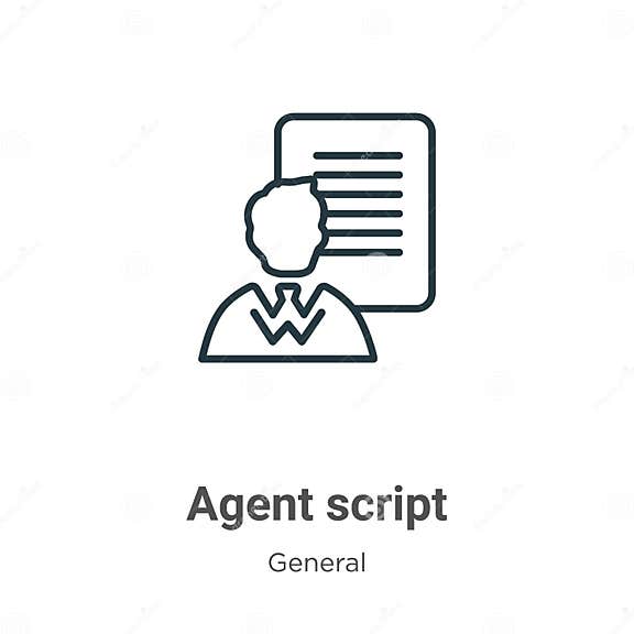 Agent Script Outline Vector Icon. Thin Line Black Agent Script Icon ...