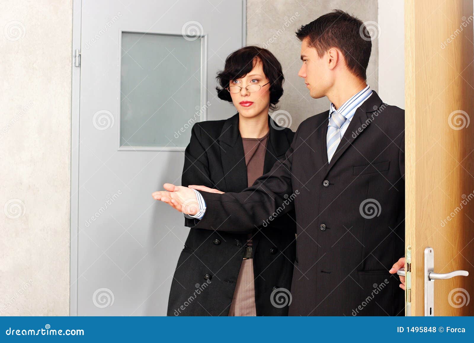 Agent showing a flat stock photo. Image of agency, rent - 1495848