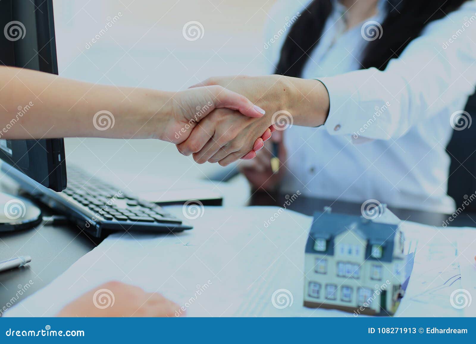 Agent Shows a Build Project To a Client. Stock Image - Image of office ...