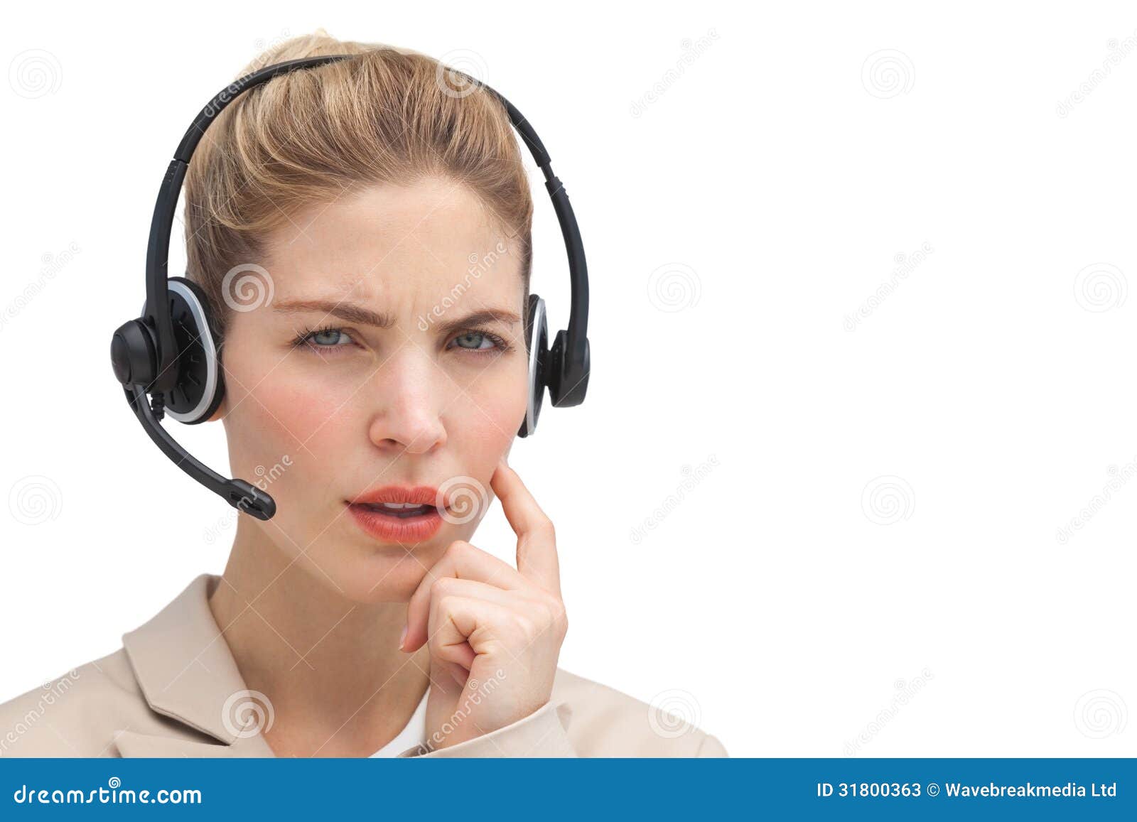 Agente Confuso Do Centro De Atendimento Imagem de Stock - Imagem de ...