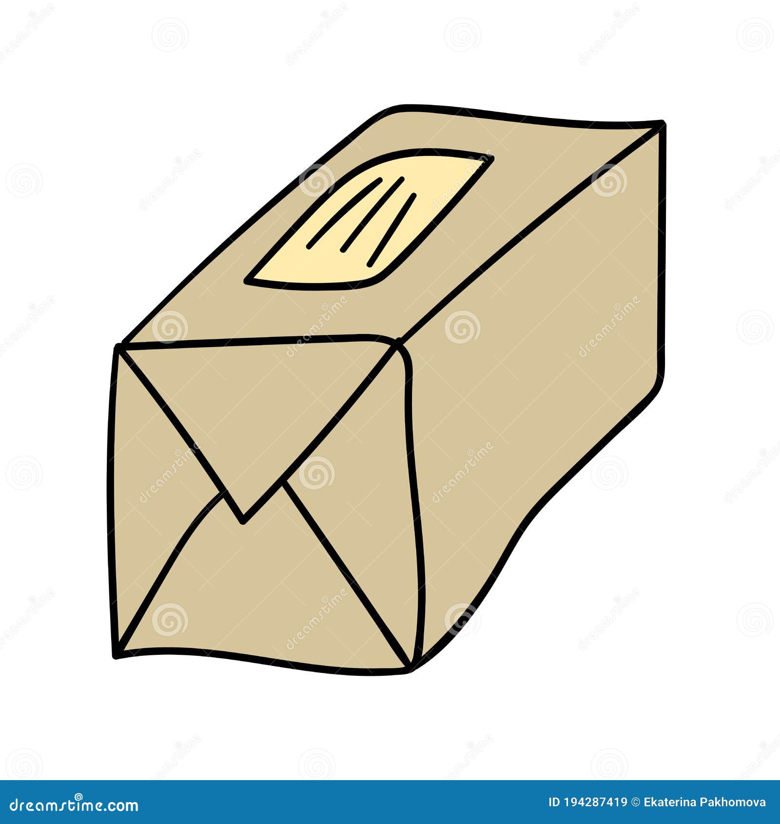 Cartoon Doodle Linear Parcel Isolated. Stock Vector - Illustration of ...