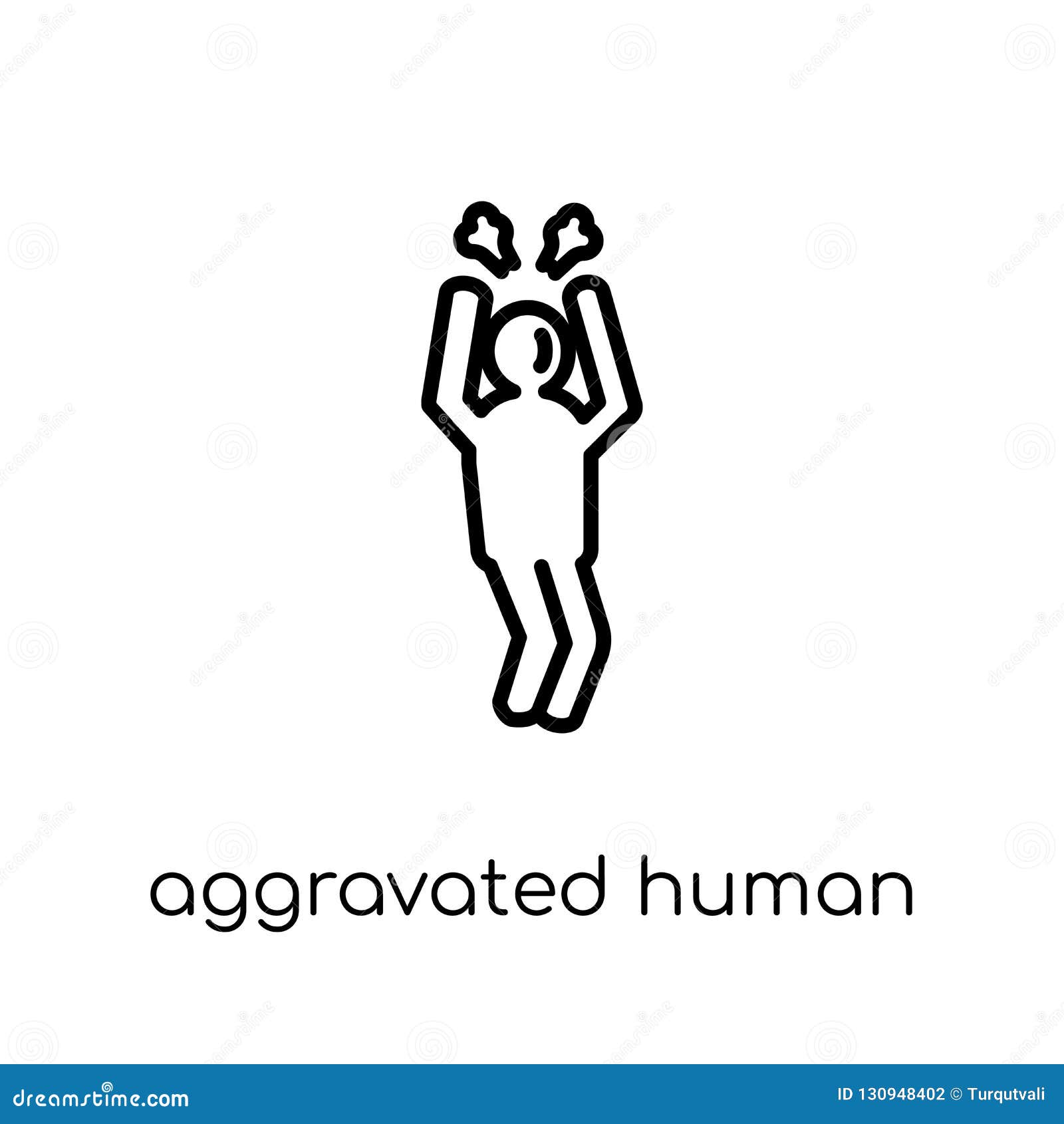 Aggravated Human Vector Linear Icon Isolated On Transparent Background ...