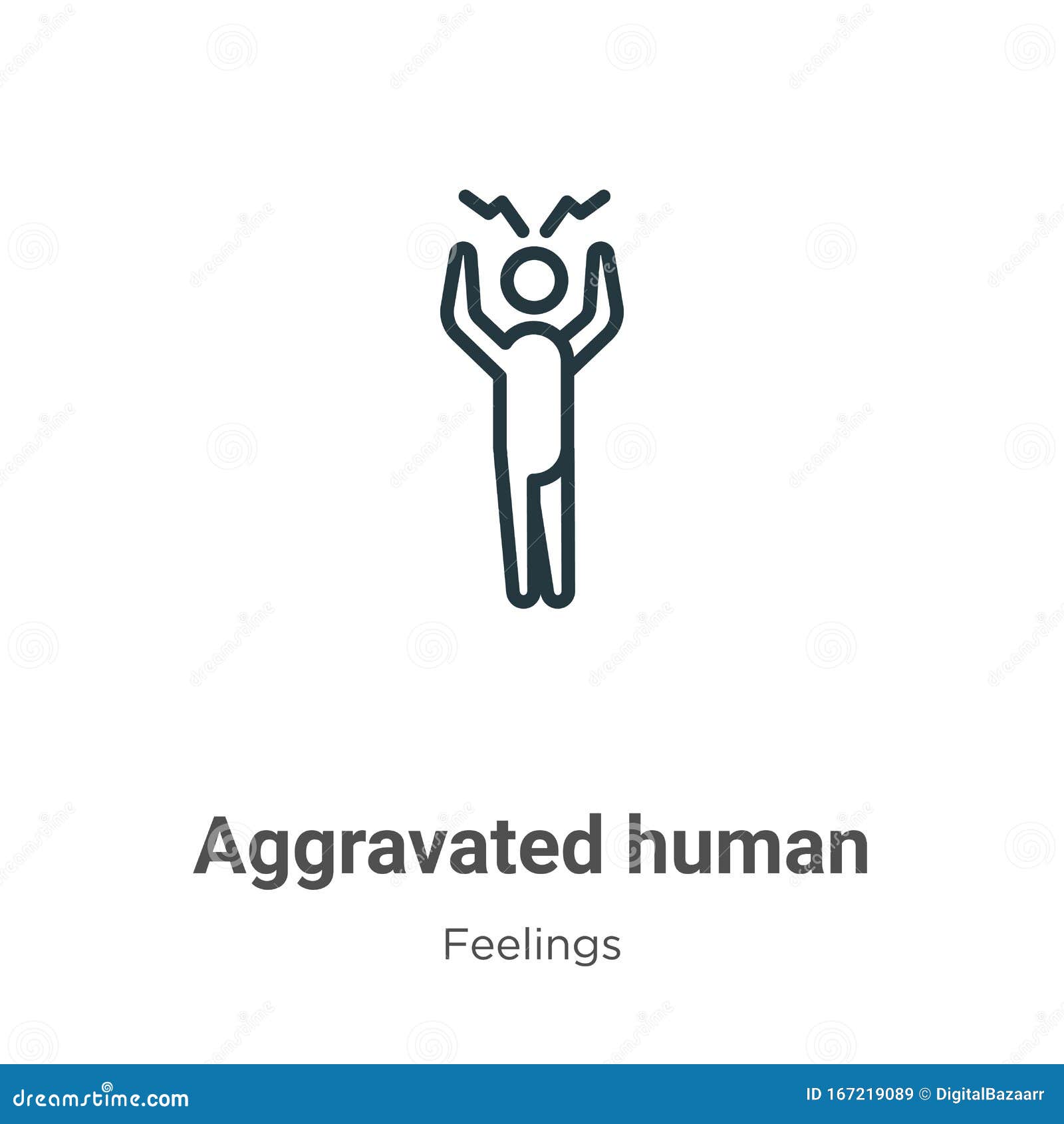 Aggravated Human Outline Vector Icon. Thin Line Black Aggravated Human ...