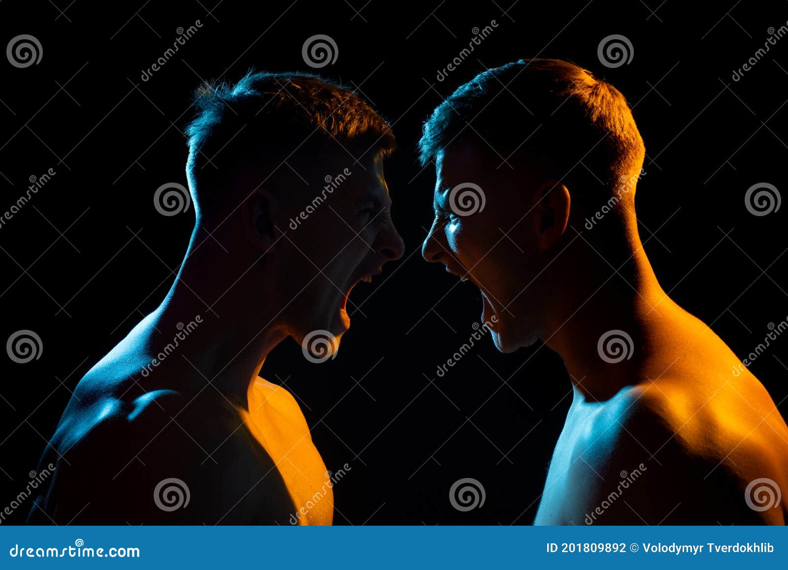 Aggression and Abuse Concept. Man Expressing Violence in Studio ...