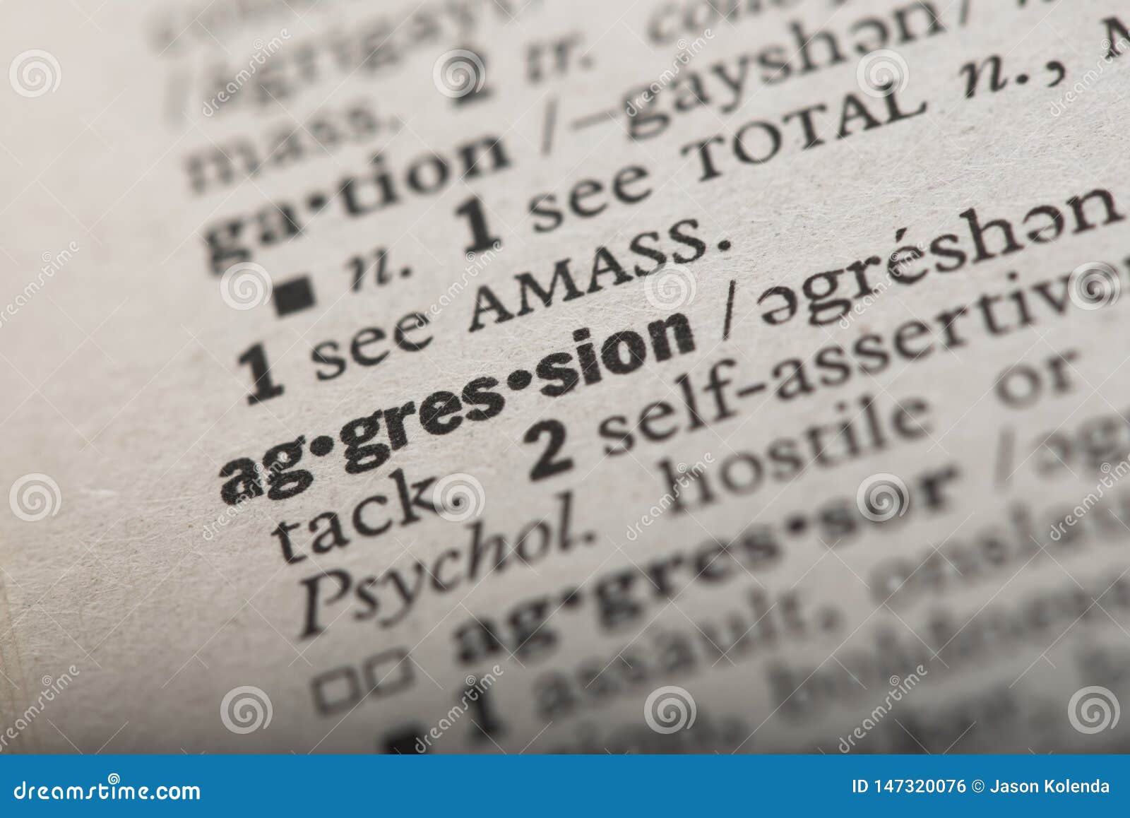 Aggression in a Dictionary stock illustration. Illustration of book ...