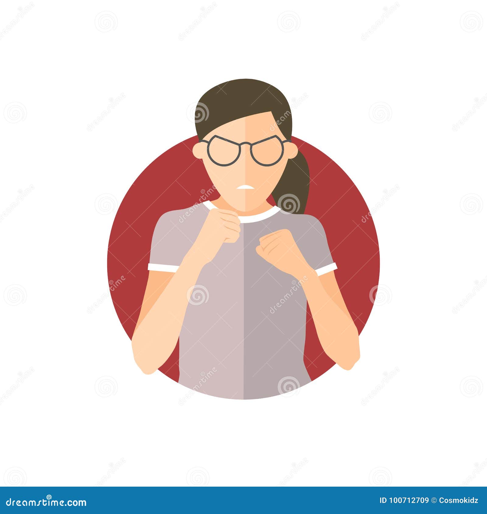 Aggression Expression, Girl Attack, Fight. Flat Vector Icon Stock ...