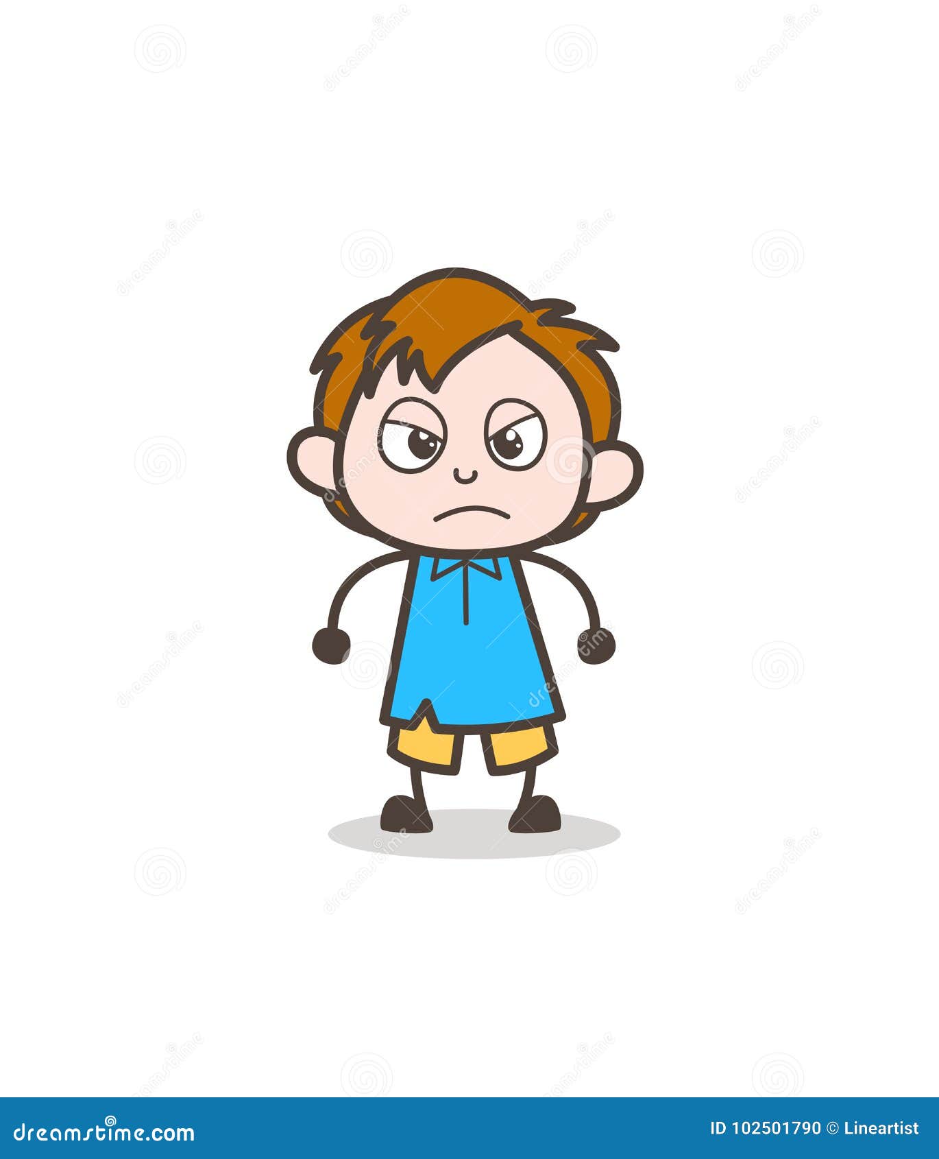 Aggressive Action - Cute Cartoon Kid Vector Stock Illustration ...
