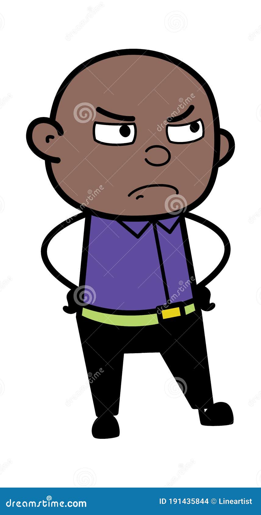 Aggressive Bald Black Man Cartoon Stock Illustration - Illustration of ...
