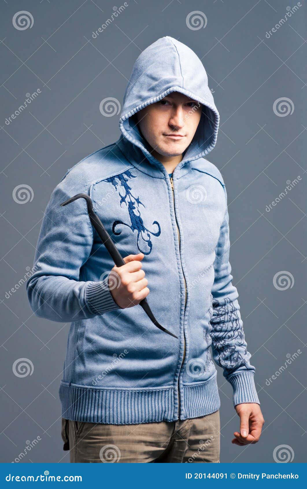 Aggressive Bandit with a Crowbar Stock Image - Image of burglary, male ...