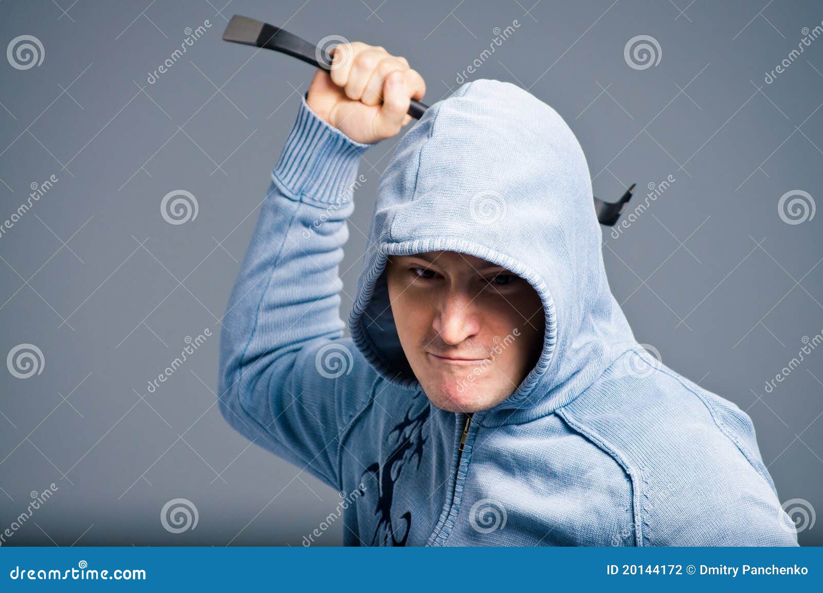 Aggressive Bandit with a Crowbar Stock Photo - Image of bandit, iron ...