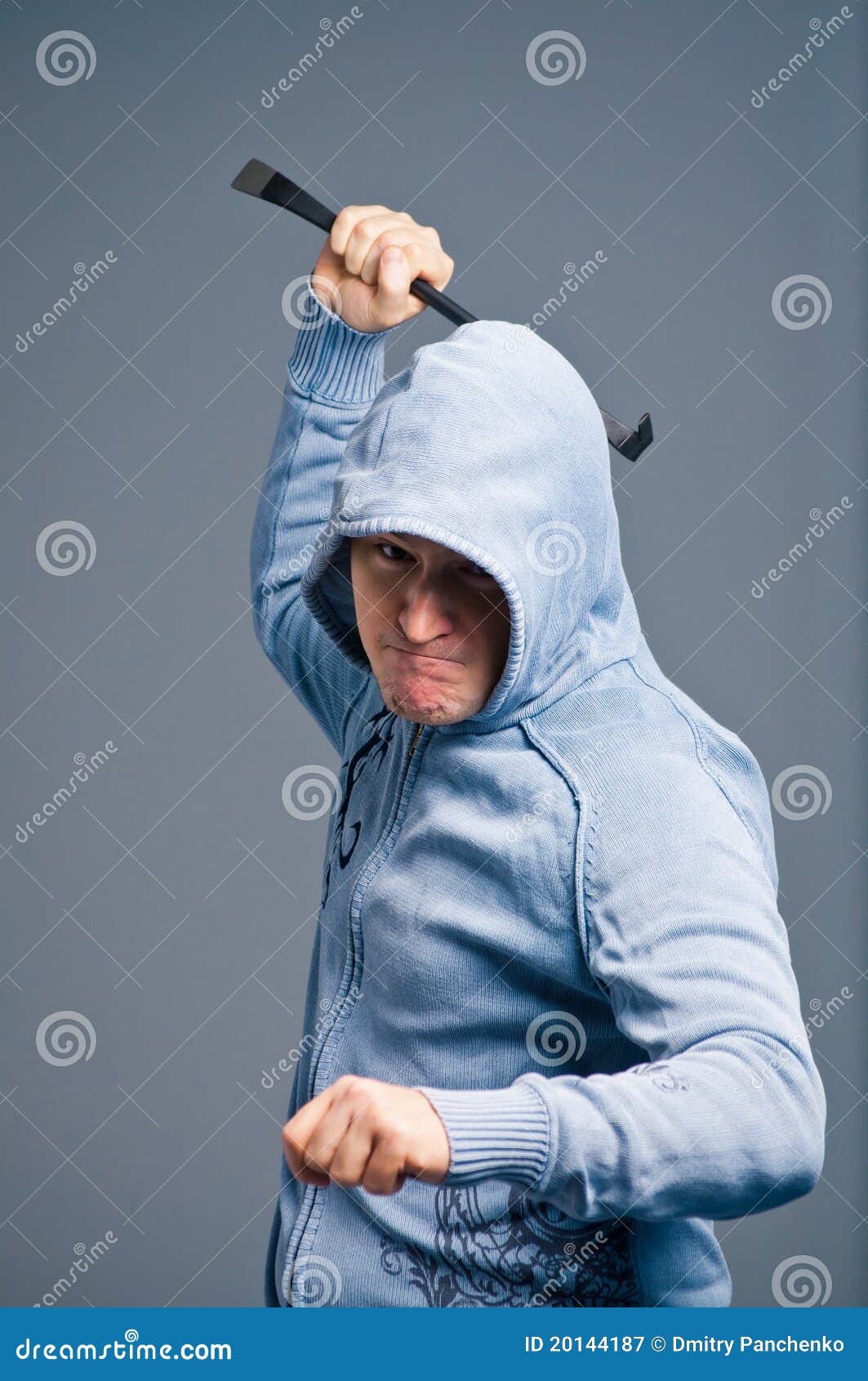 Aggressive Bandit with a Crowbar Stock Image - Image of gang, felon ...