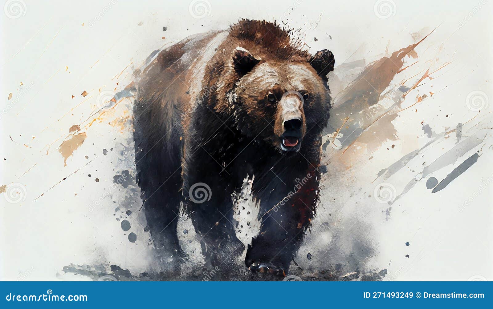 A Painting Drawing of Aggressive Bear by Watercolor Dark Style ...