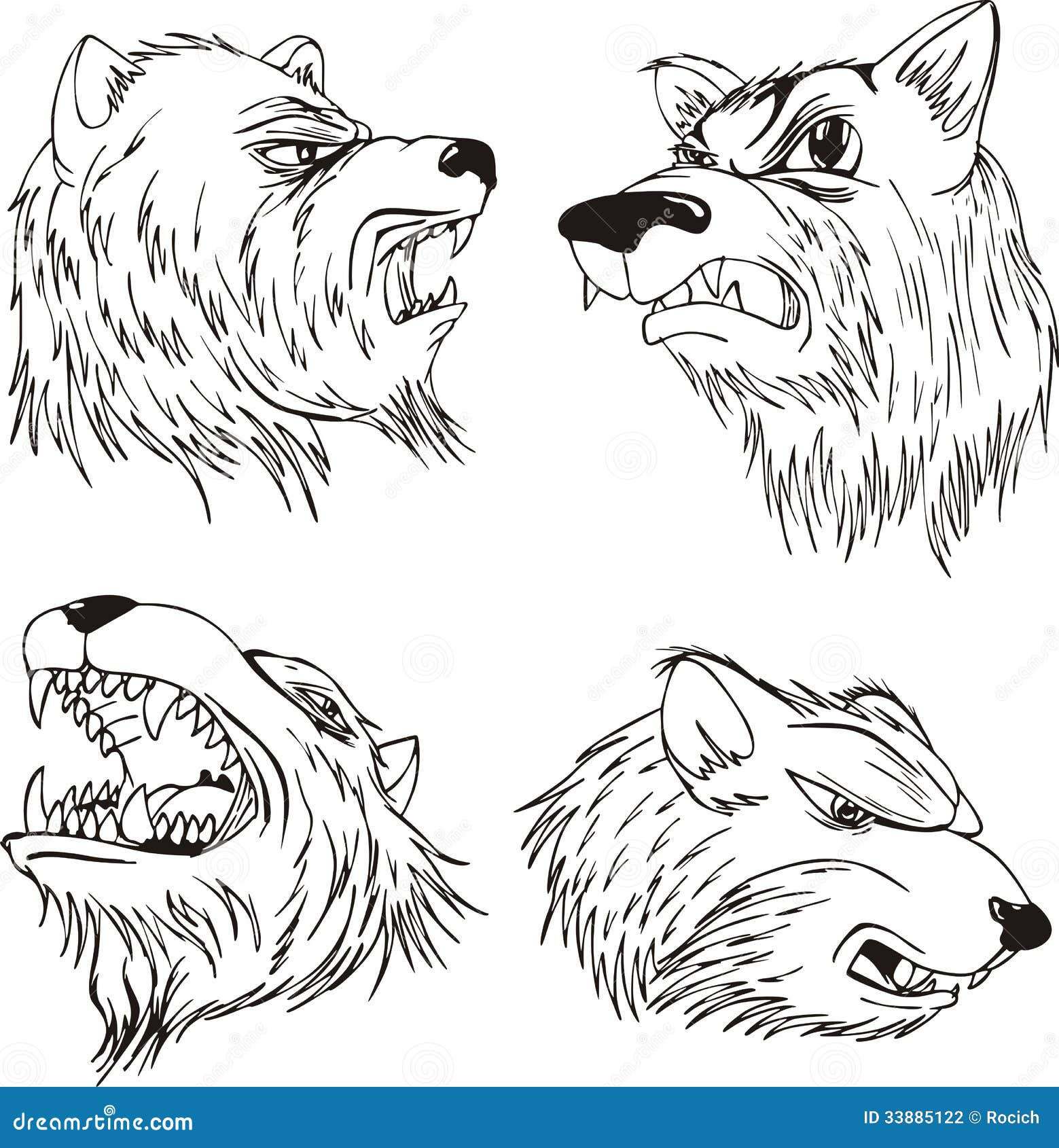 Aggressive bear heads stock vector. Illustration of tattoo - 33885122