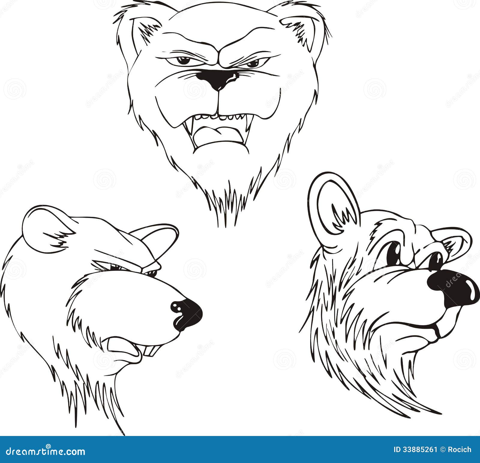 Aggressive bear heads stock vector. Illustration of mascot - 33885261