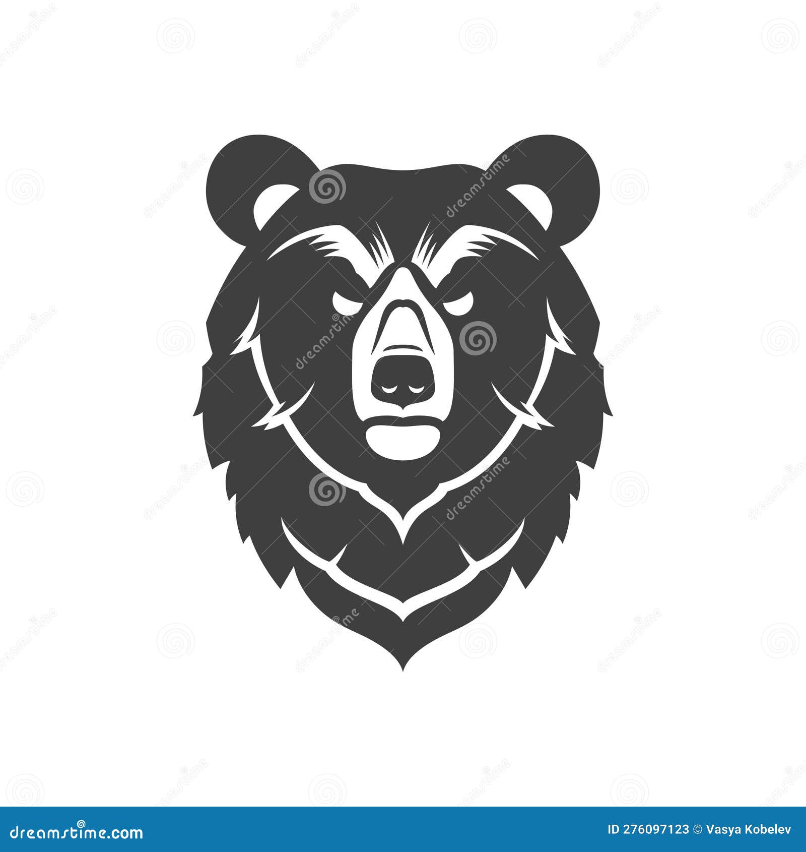 Aggressive Bear Muzzle Furry Head Angry Predator Monochrome Vintage ...