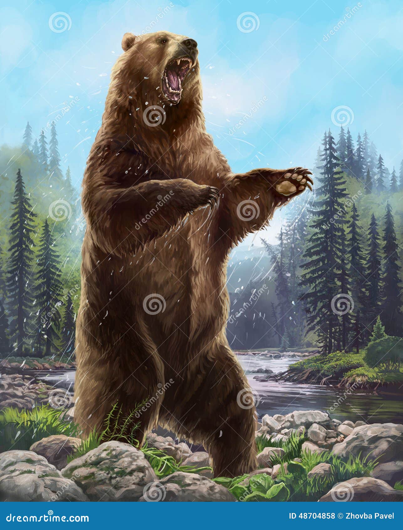 Attacking Bear Standing Clipart