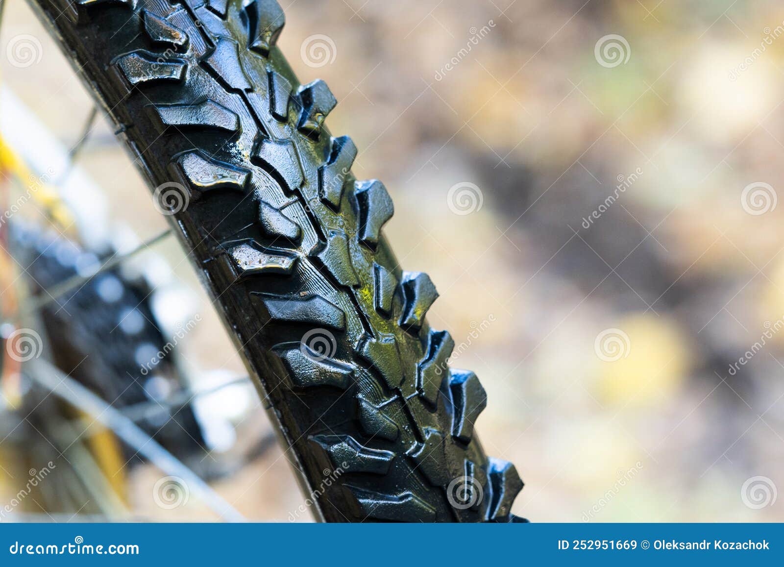 Aggressive Bicycle Off-road Rubber Tread Close-up. Stock Image - Image ...