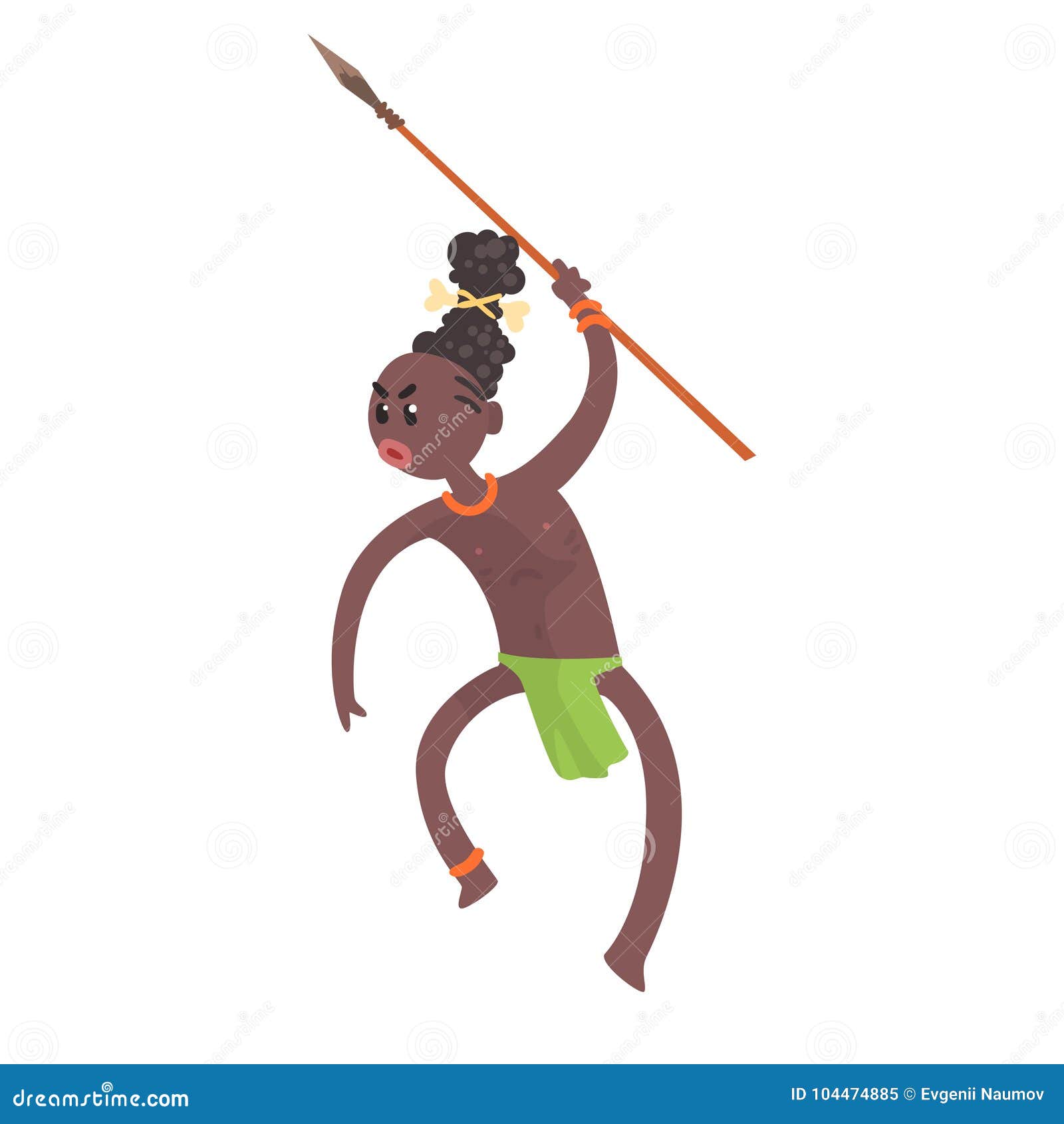 Aggressive Black Skinned Aboriginal Warrior with Weapon Stock Vector ...