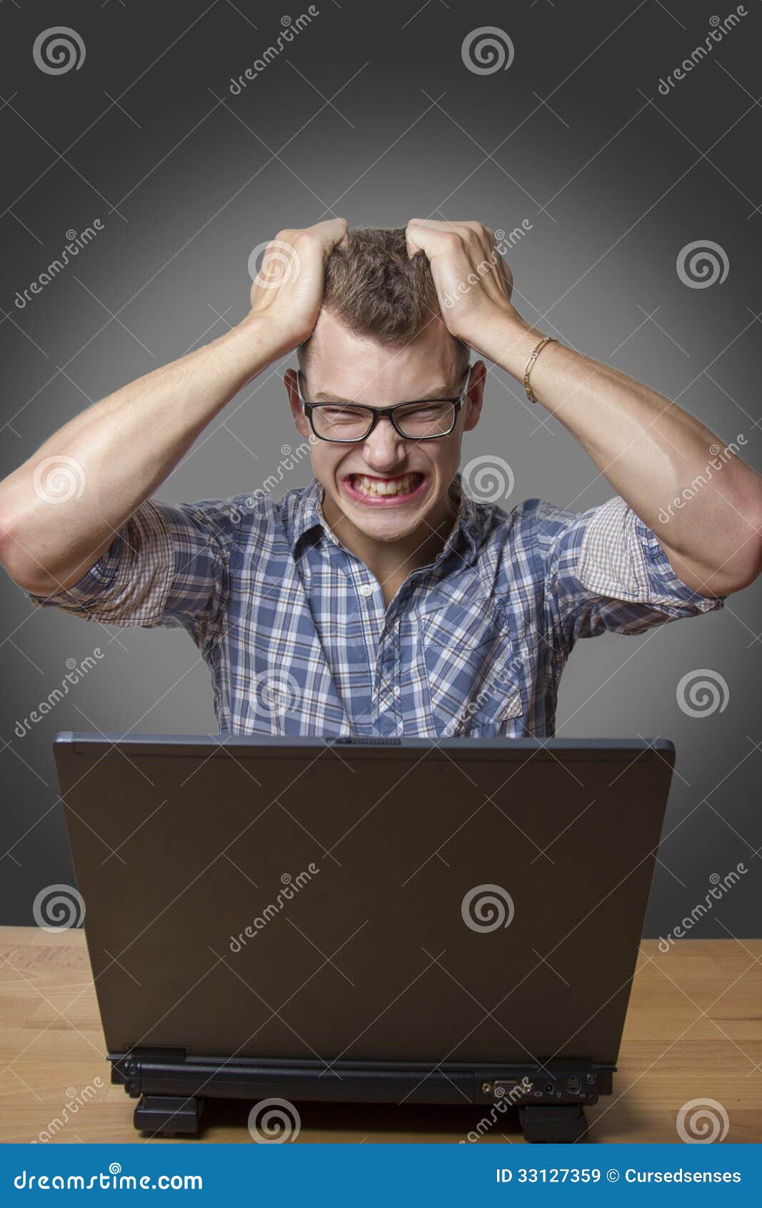 Aggressive Boy Sitting at the Computer Stock Image - Image of hole ...