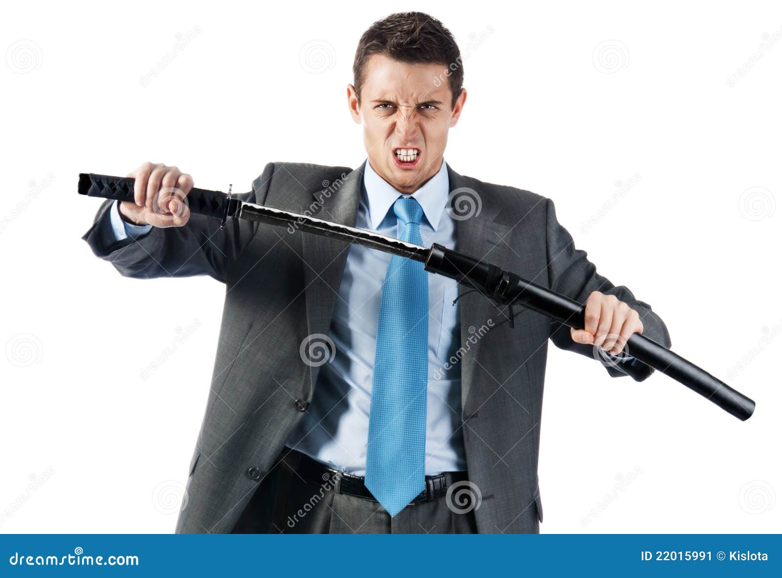 An Aggressive Businessman with Japanese Sword Stock Image - Image of ...