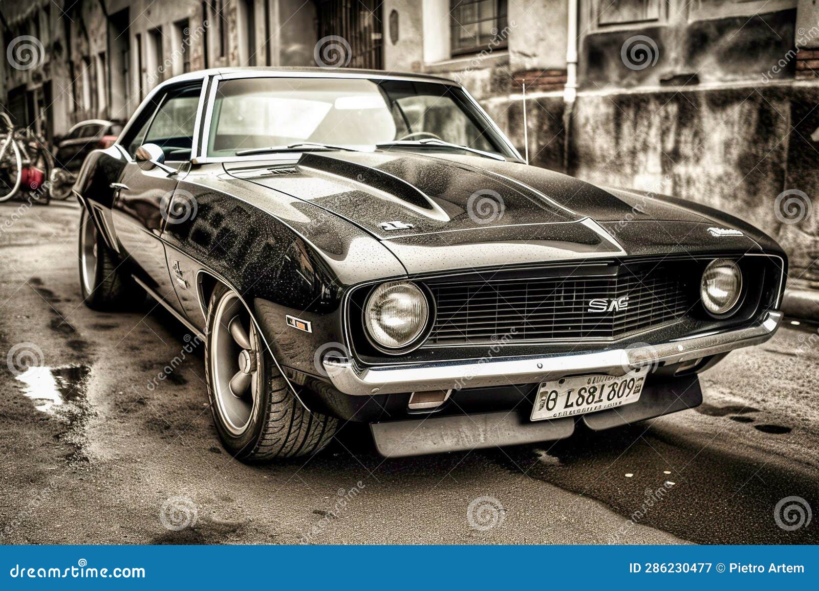 Aggressive 1969 Camaro in the License Plate RUTHLE, Generative AI Stock ...