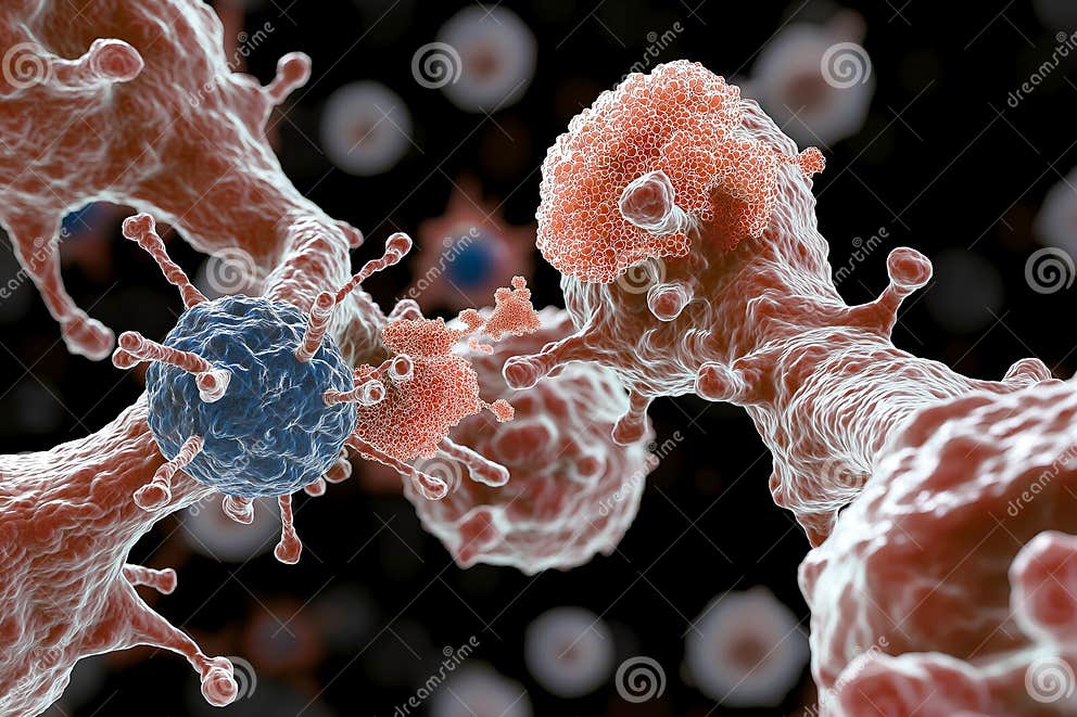 Aggressive Cancer Cells Attacking Human Cell Showcasing Intense Battle ...