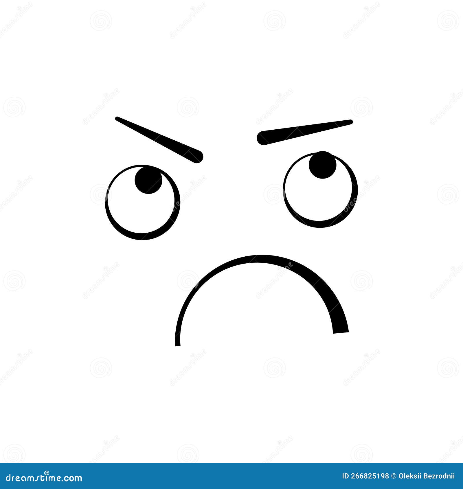 Aggressive Cartoon Funny Face with Angry Expression. Stock Vector ...