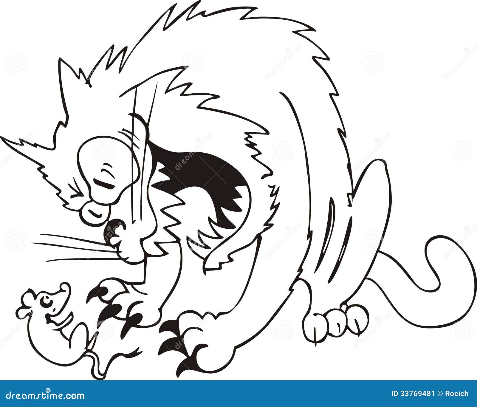 Aggressive Cat Caught Mouse Stock Vector - Illustration of white ...