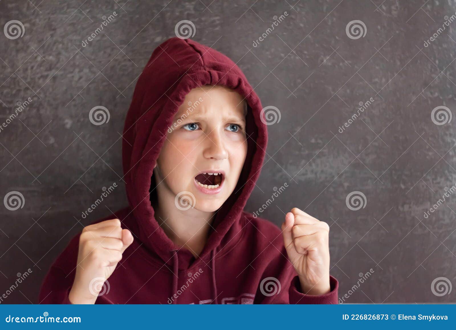 Aggressive Child Fight. Little Kid Boy Fighting Outside. Angry Little ...