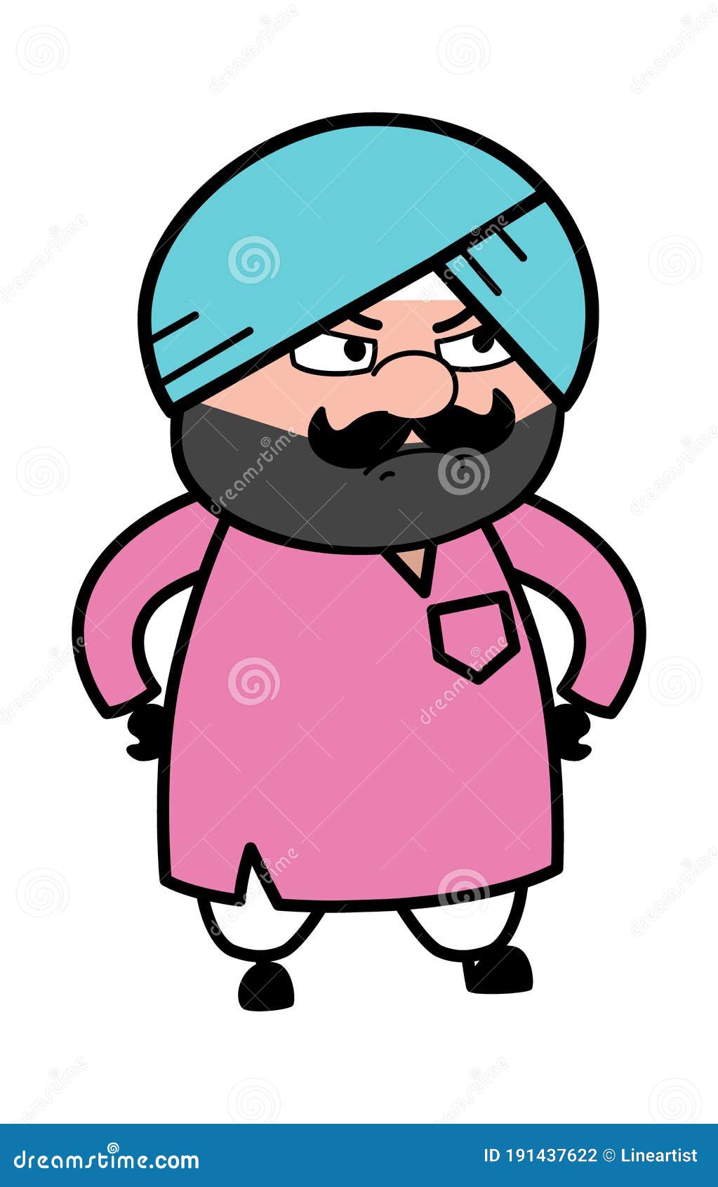 Sardar Ji Cartoon Character Vector Illustration Indian Man Or Happy ...