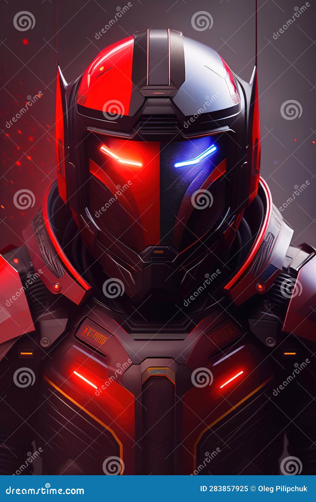 Aggressive Dangerous Robot Invader, Red and Black Colors, Ai Generated ...