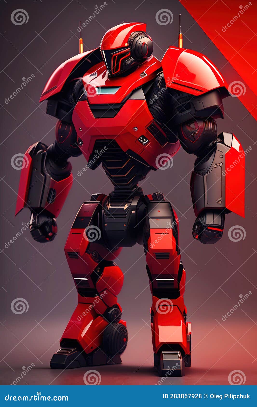 Aggressive Dangerous Robot Invader, Red And Black Colors, Ai Generated ...
