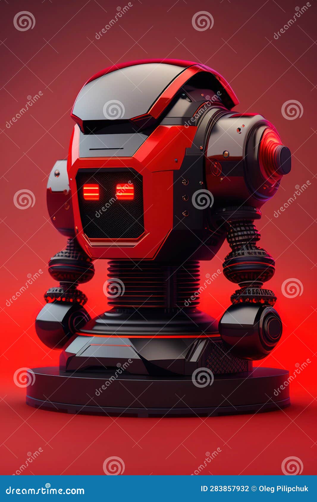 Aggressive Dangerous Robot Invader, Red And Black Colors, Ai Generated ...