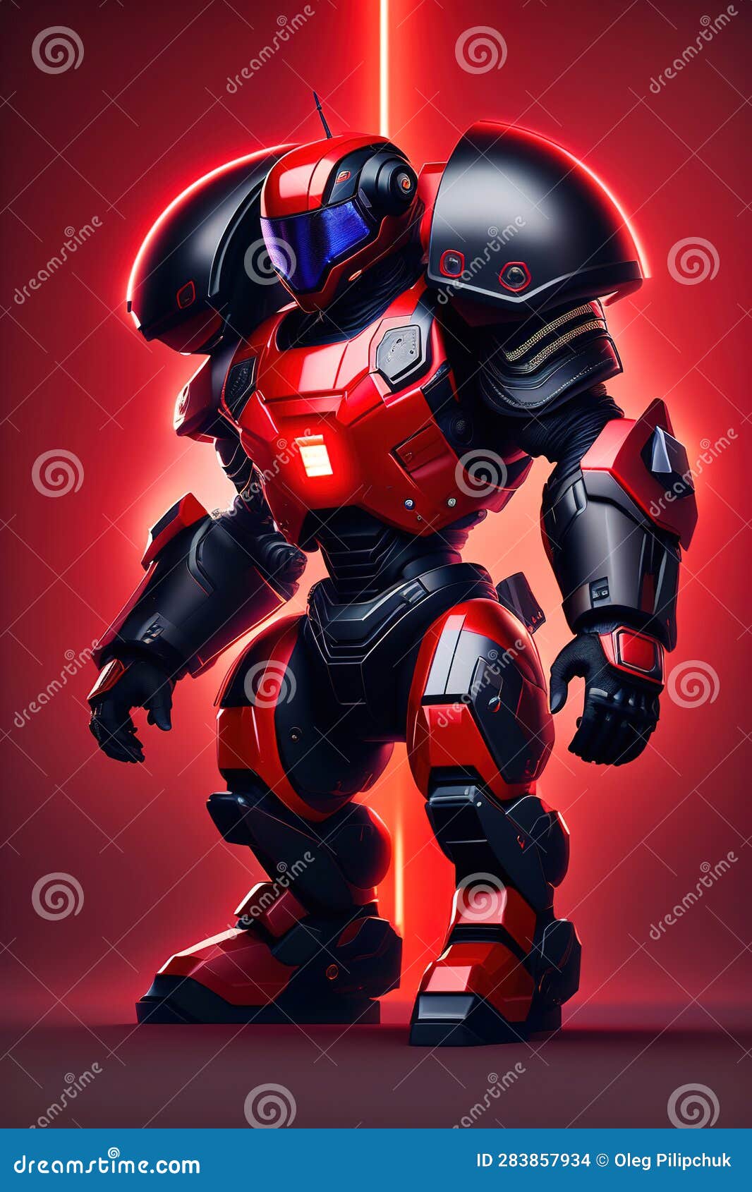Aggressive Dangerous Robot Invader, Red and Black Colors, Ai Generated ...
