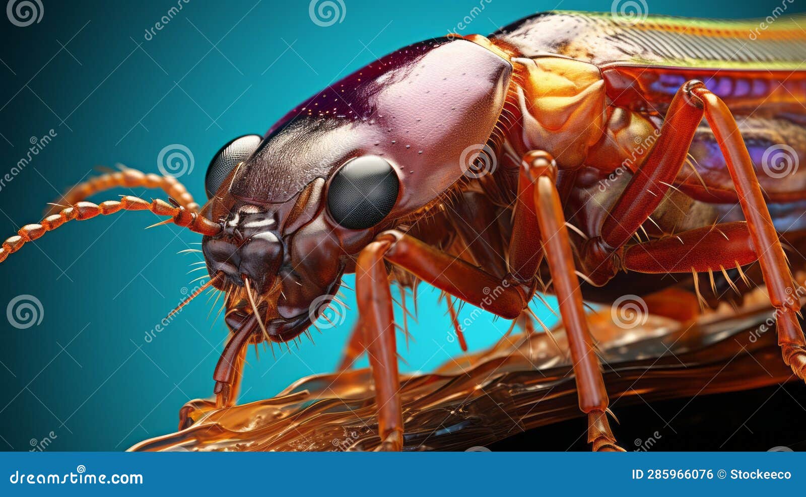 Aggressive Digital Illustration of a Cockroach Under the Microscope ...