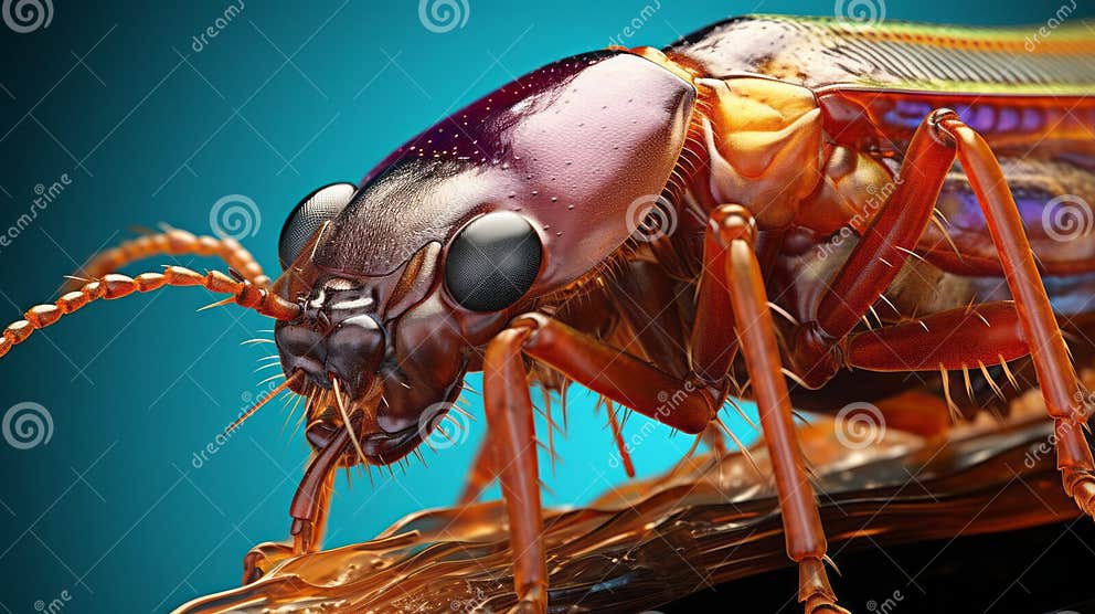 Aggressive Digital Illustration of a Cockroach Under the Microscope ...