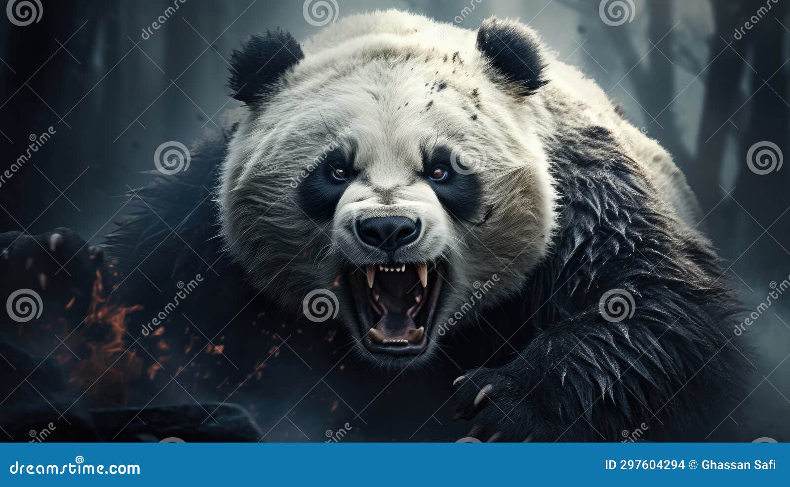 An Aggressive Ferocious Panda in Attack Mode Stock Illustration ...