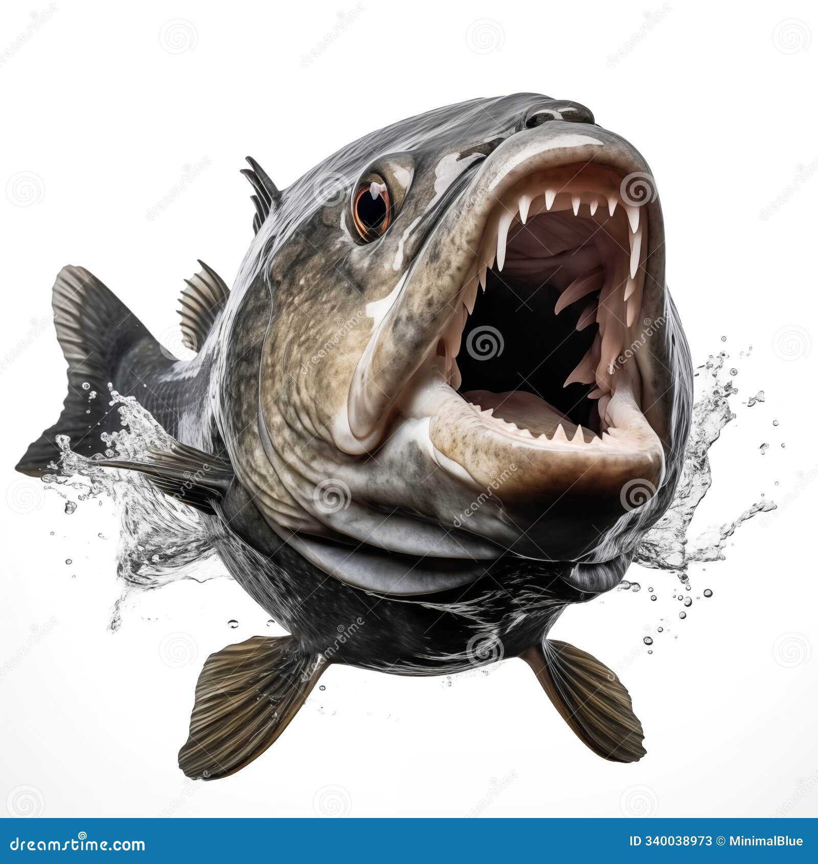 Aggressive Fish with Sharp Teeth Leaping Out of Water Stock ...