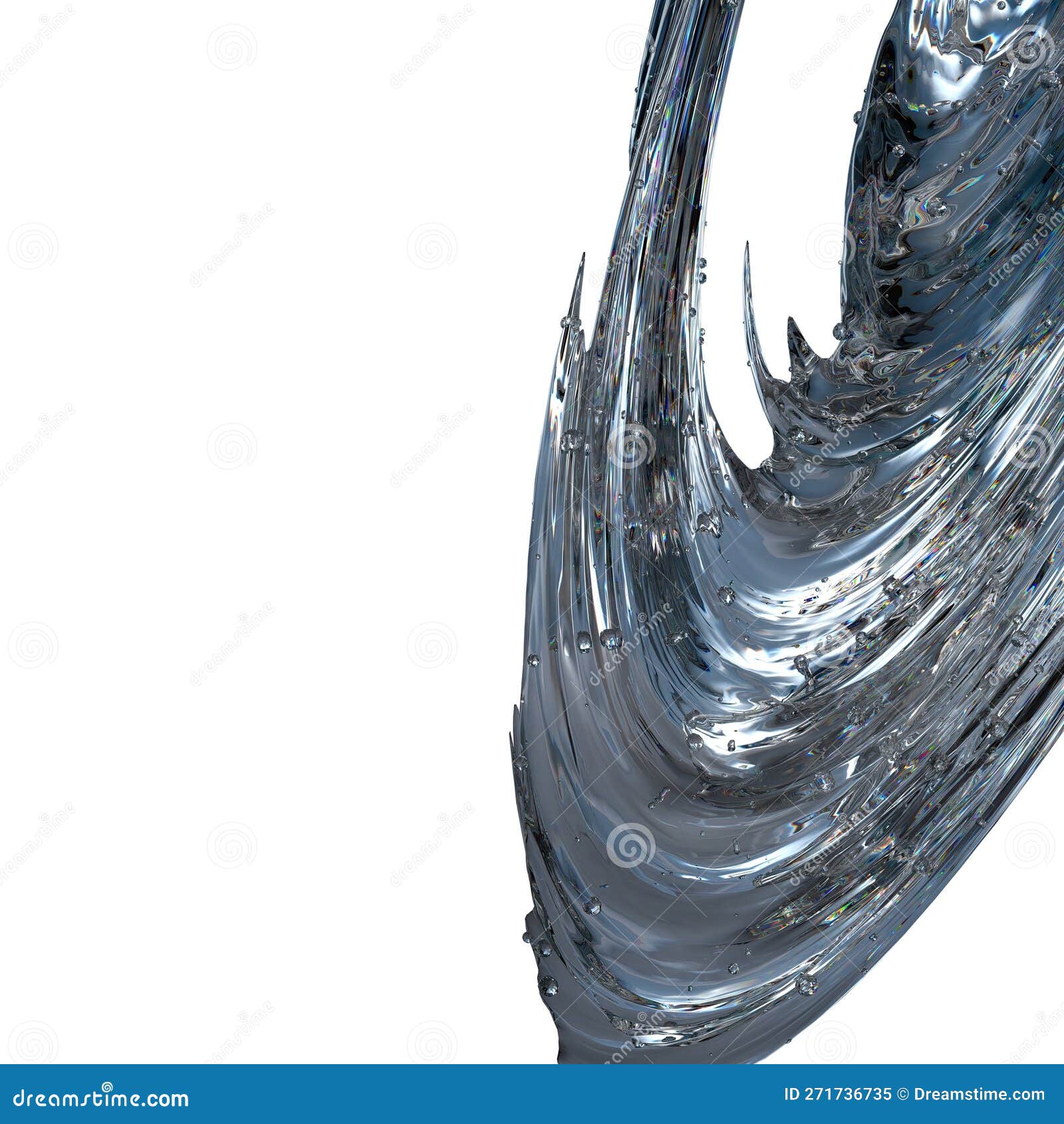 Aggressive Flowing Water in Transparent Disc Shape Isolated 3D ...