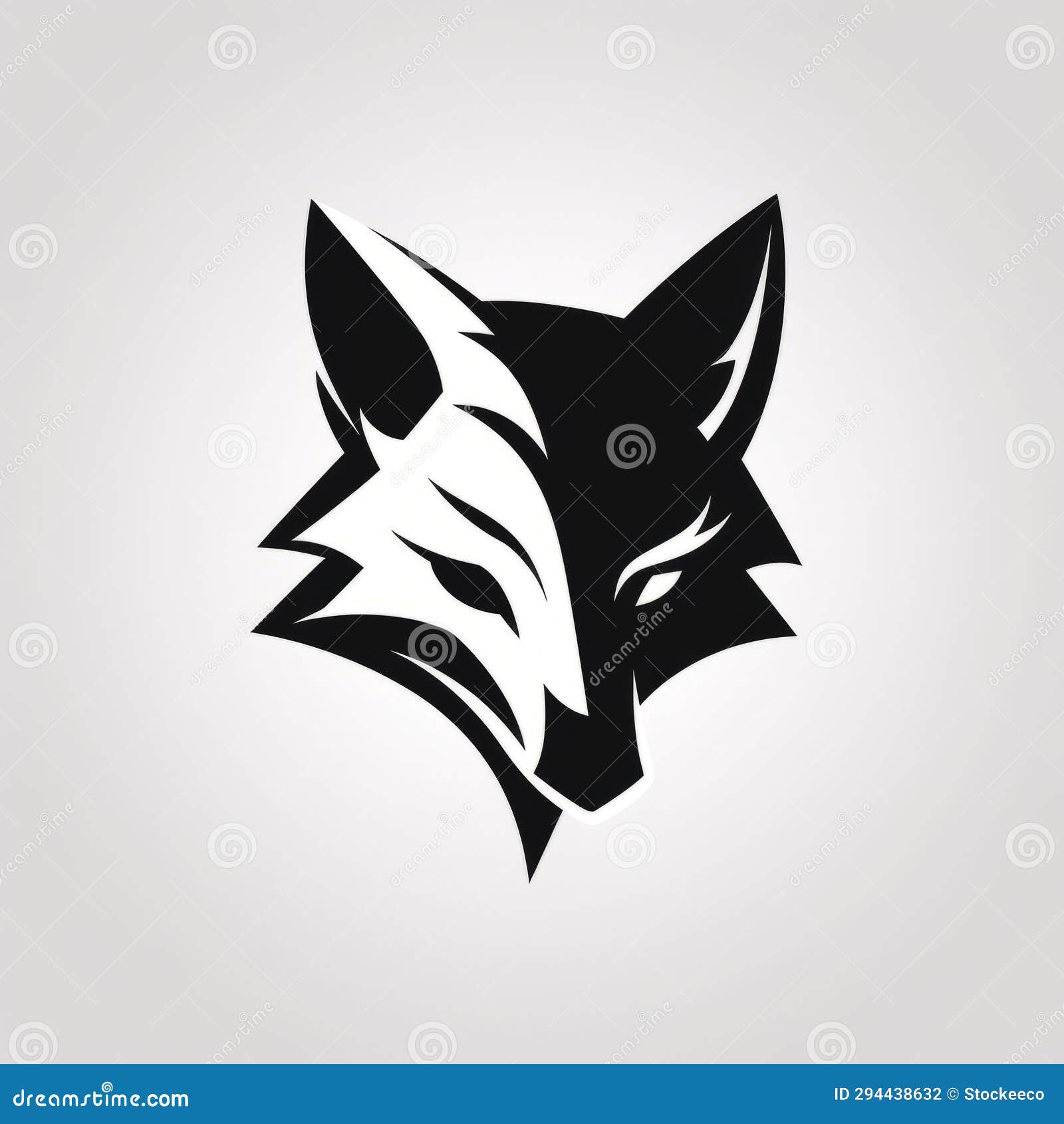 Aggressive Fox Tattoo Logo - Black and White Vector Design Stock ...