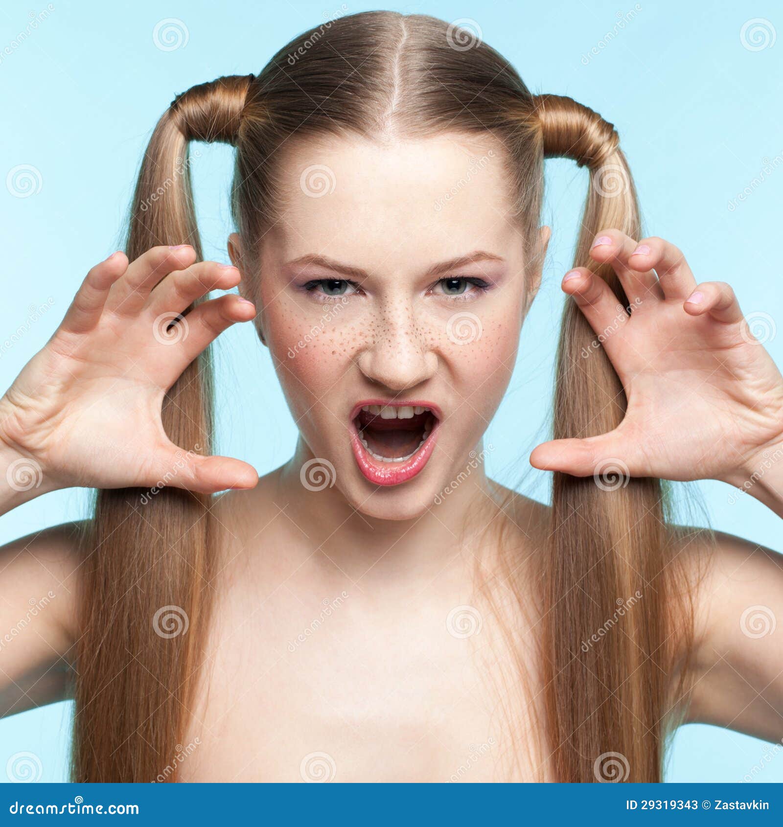 Aggressive freckled girl stock image. Image of hairstyle - 29319343