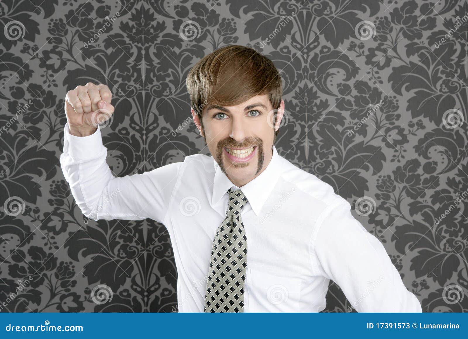 Aggressive Funny Retro Mustache Businessman Stock Image - Image of ...