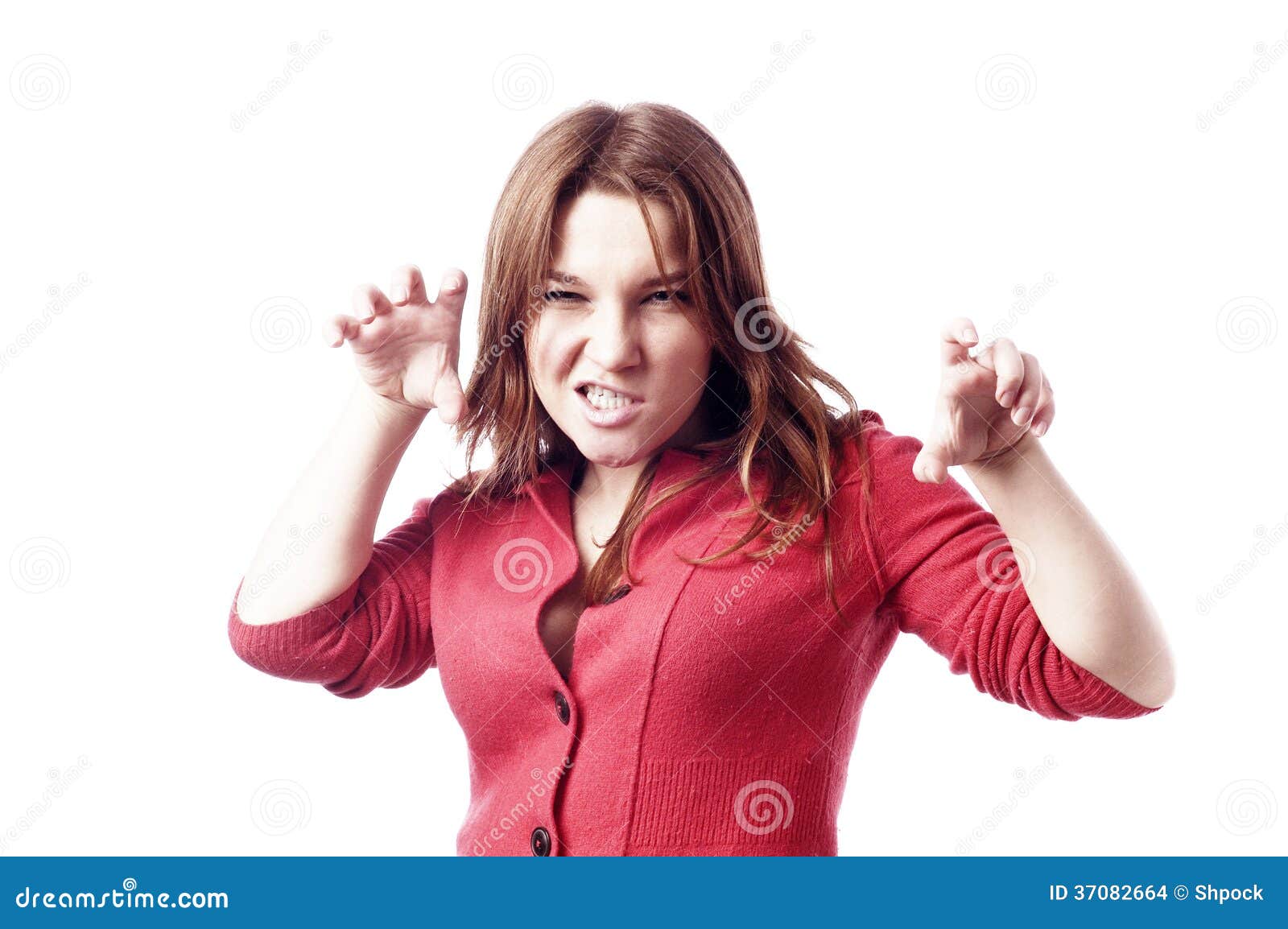 Aggressive girl on white stock photo. Image of angry - 37082664