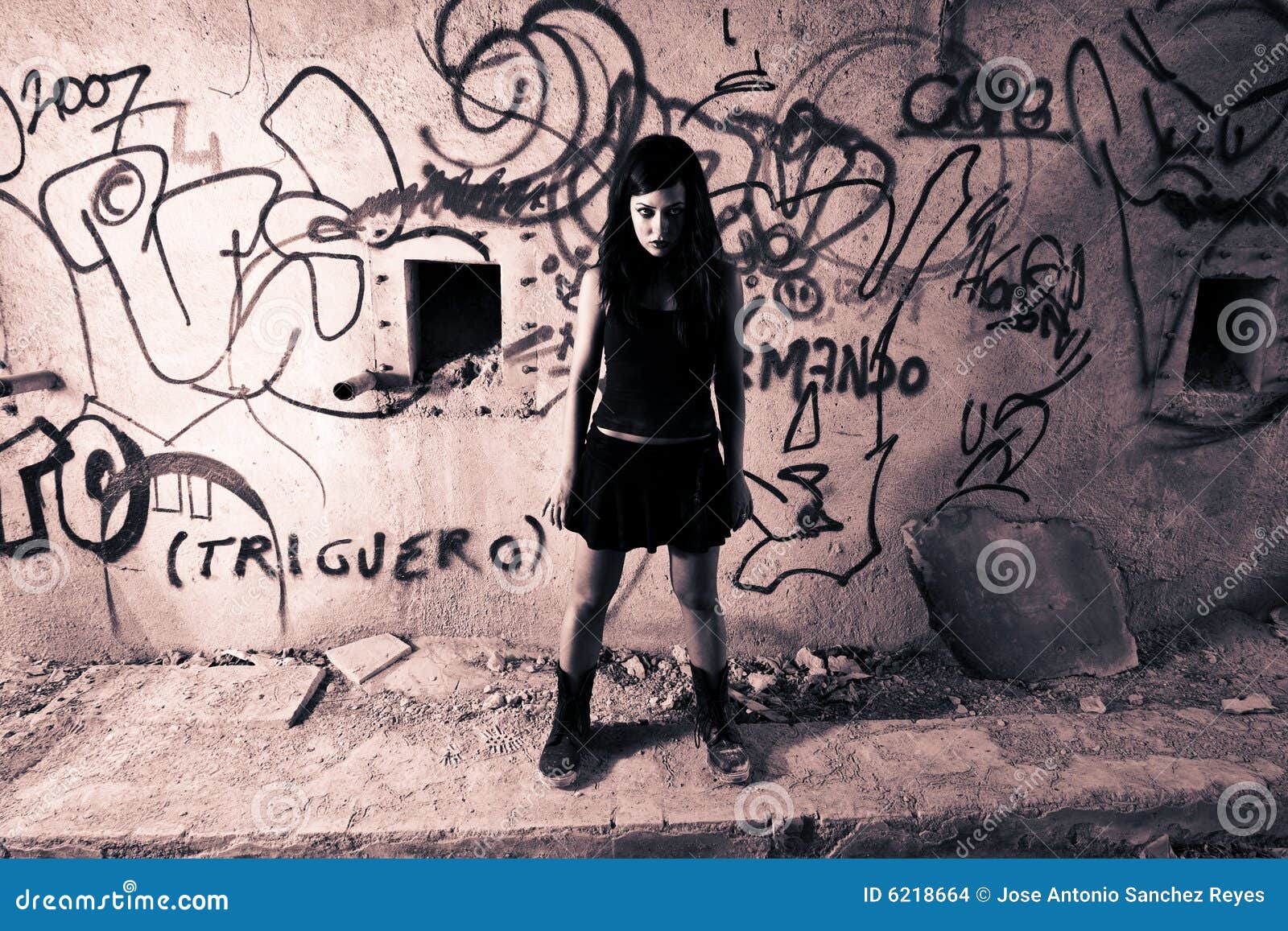 Aggressive goth woman stock photo. Image of loneliness - 6218664