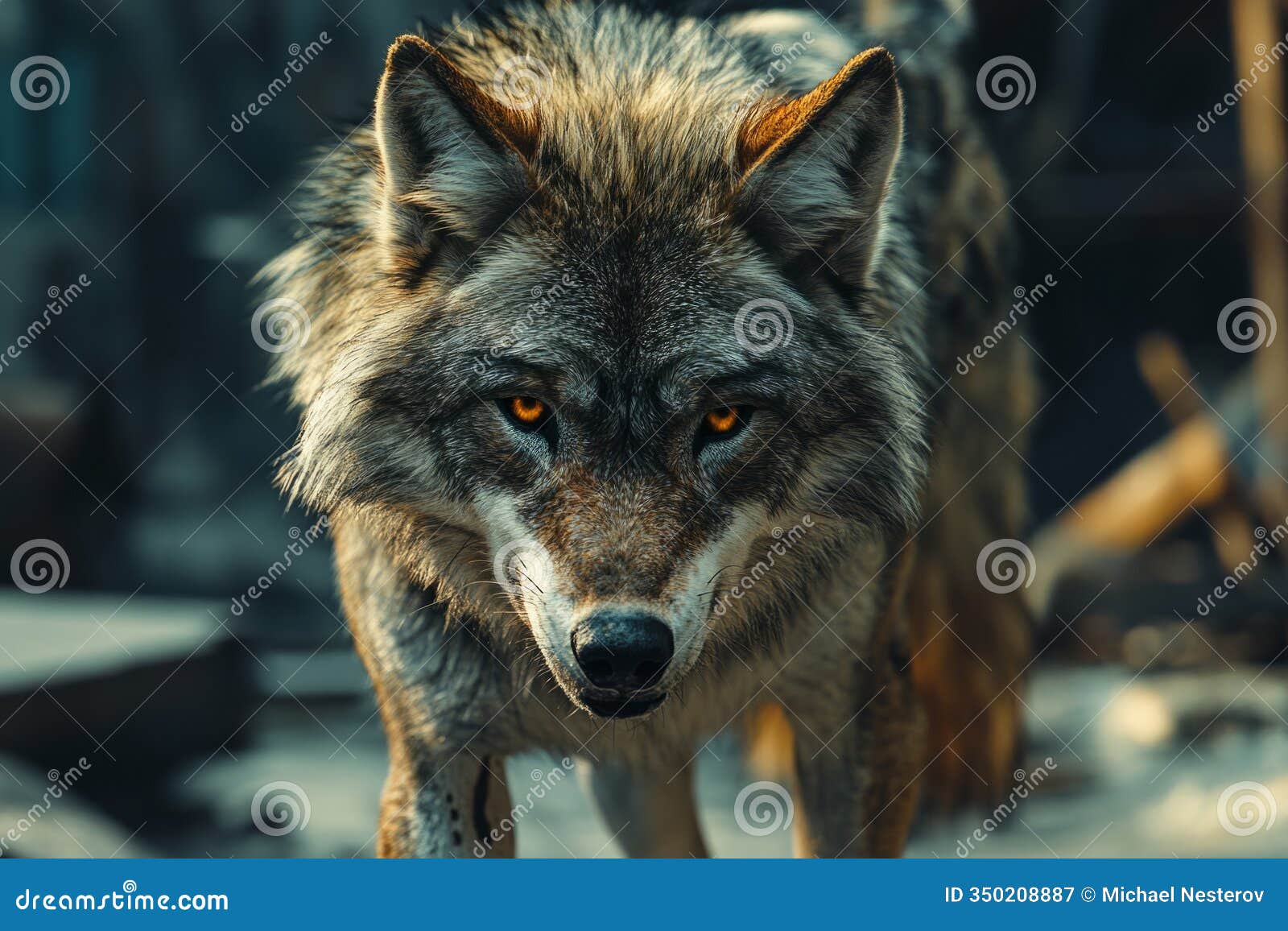 Aggressive Grey Wolf Showing Teeth and Growling Covered in Blood Stock ...