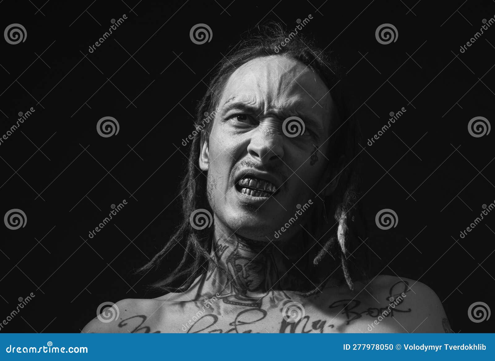 Aggressive Hipster Man. Angry Man on Black Studio. Stock Photo - Image ...