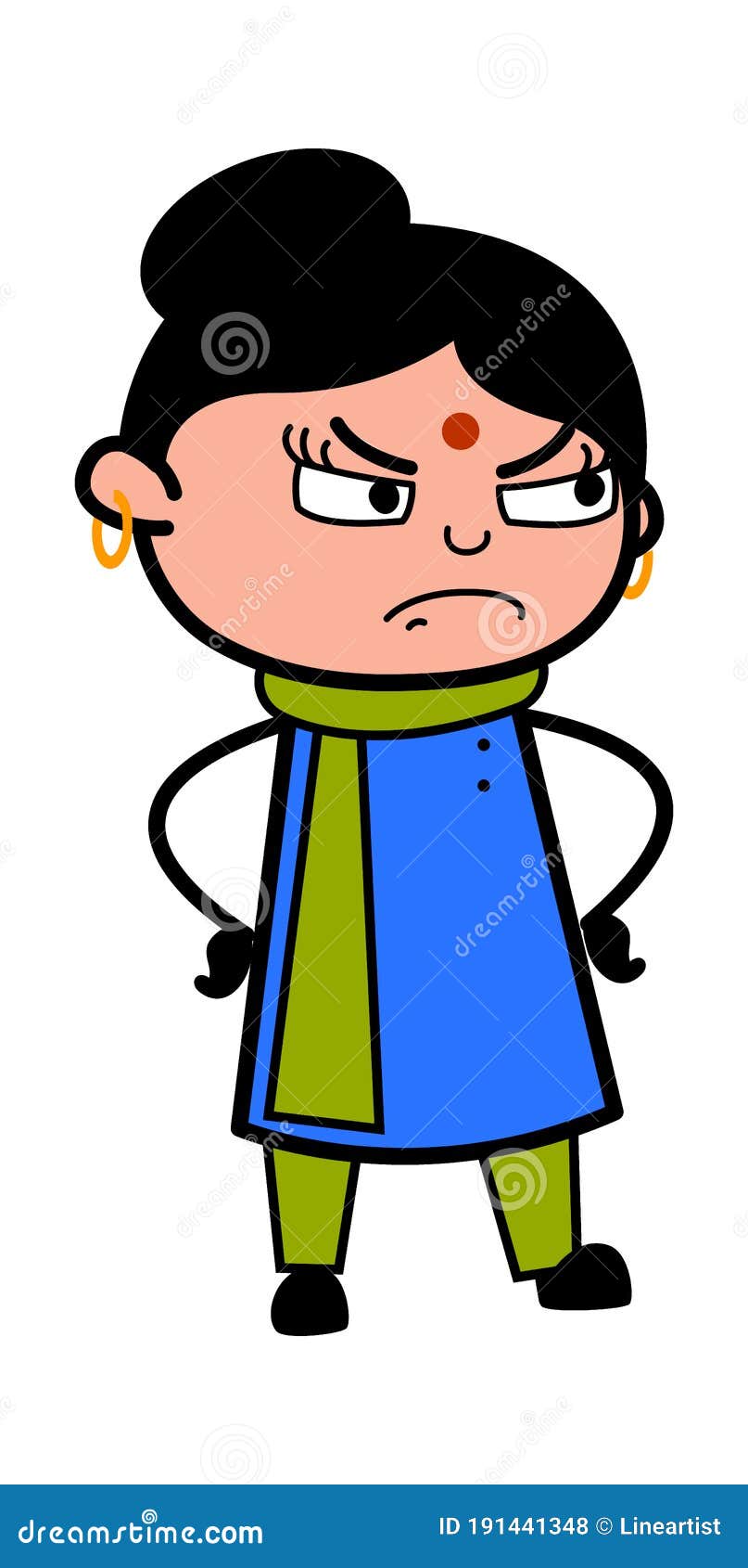 Aggressive Indian Lady Cartoon Stock Illustration - Illustration of ...